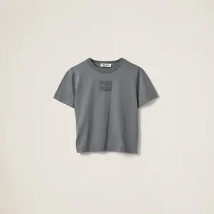 Miu Miu Logo T-Shirt - Iron Gray | Editorialist